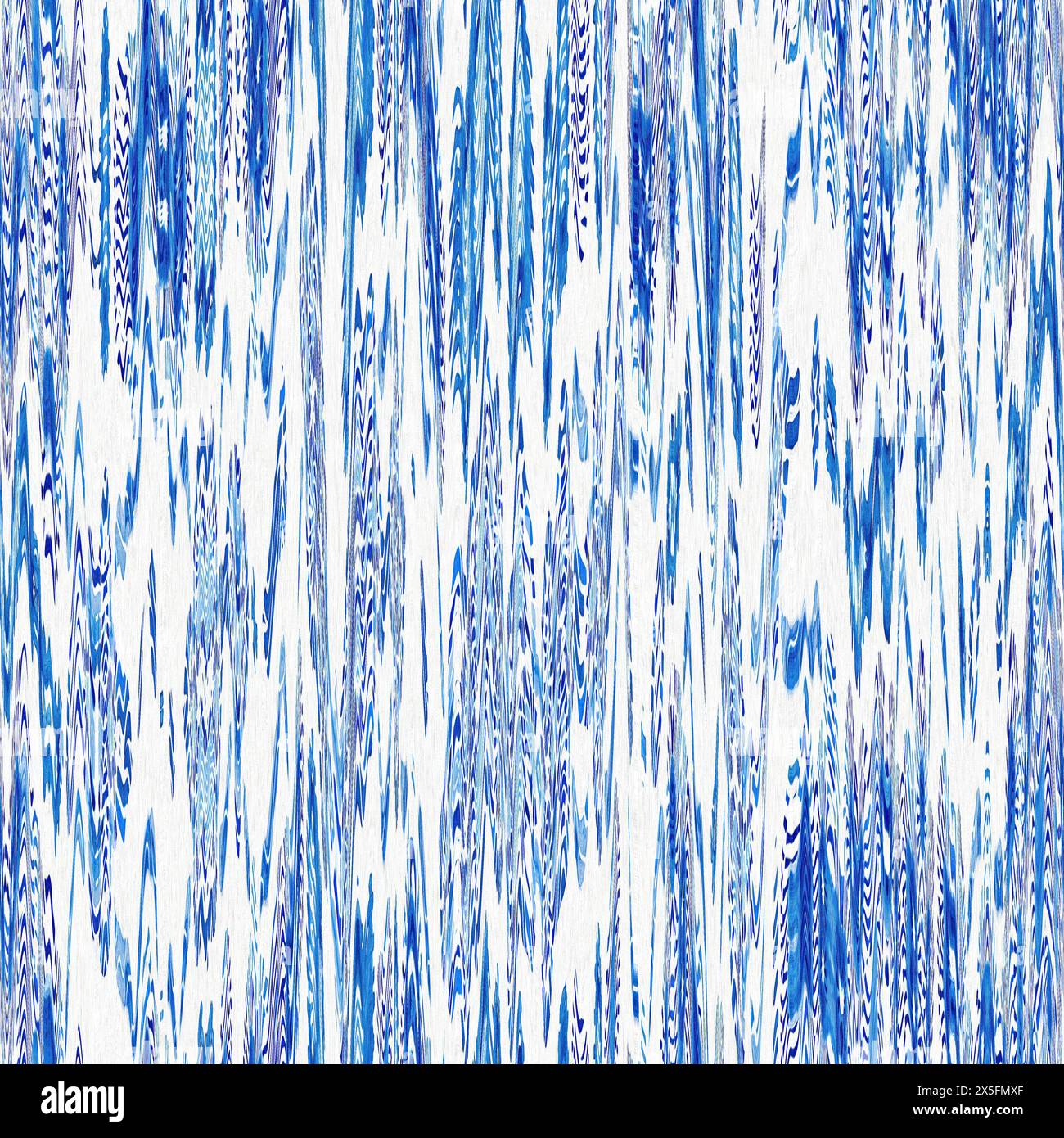 Indigo ikat dye stripe marled seamless pattern. Asian style wavy ...