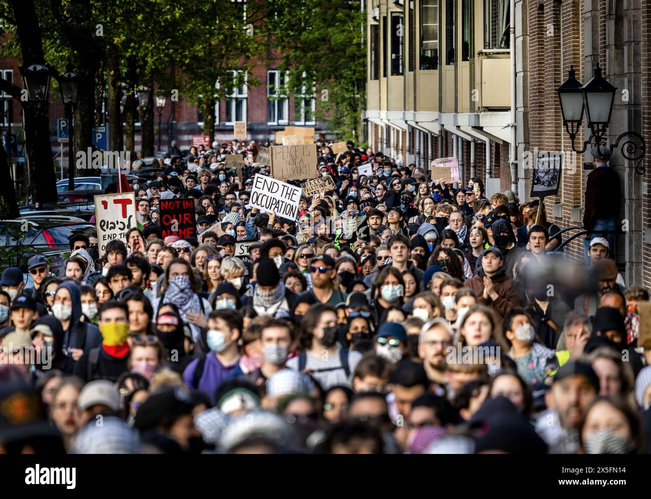 AMSTERDAM - Demonstrators during a protest near the Roeterseiland ...