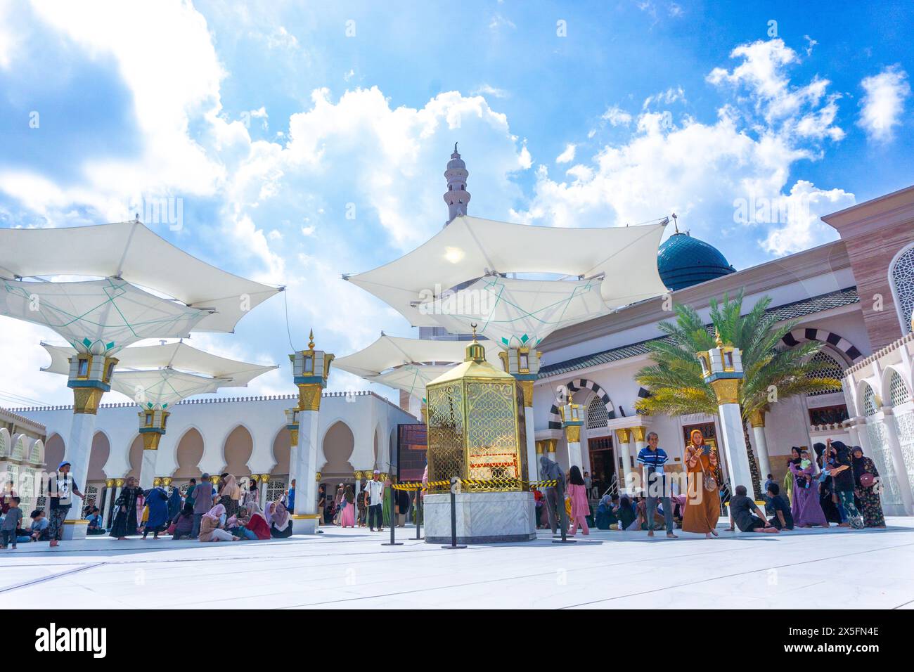 Crowded people at the beautiful Ar-Rahman mosque. This mosque has ...