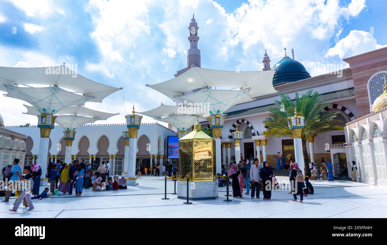 Crowded people at the beautiful Ar-Rahman mosque. This mosque has ...