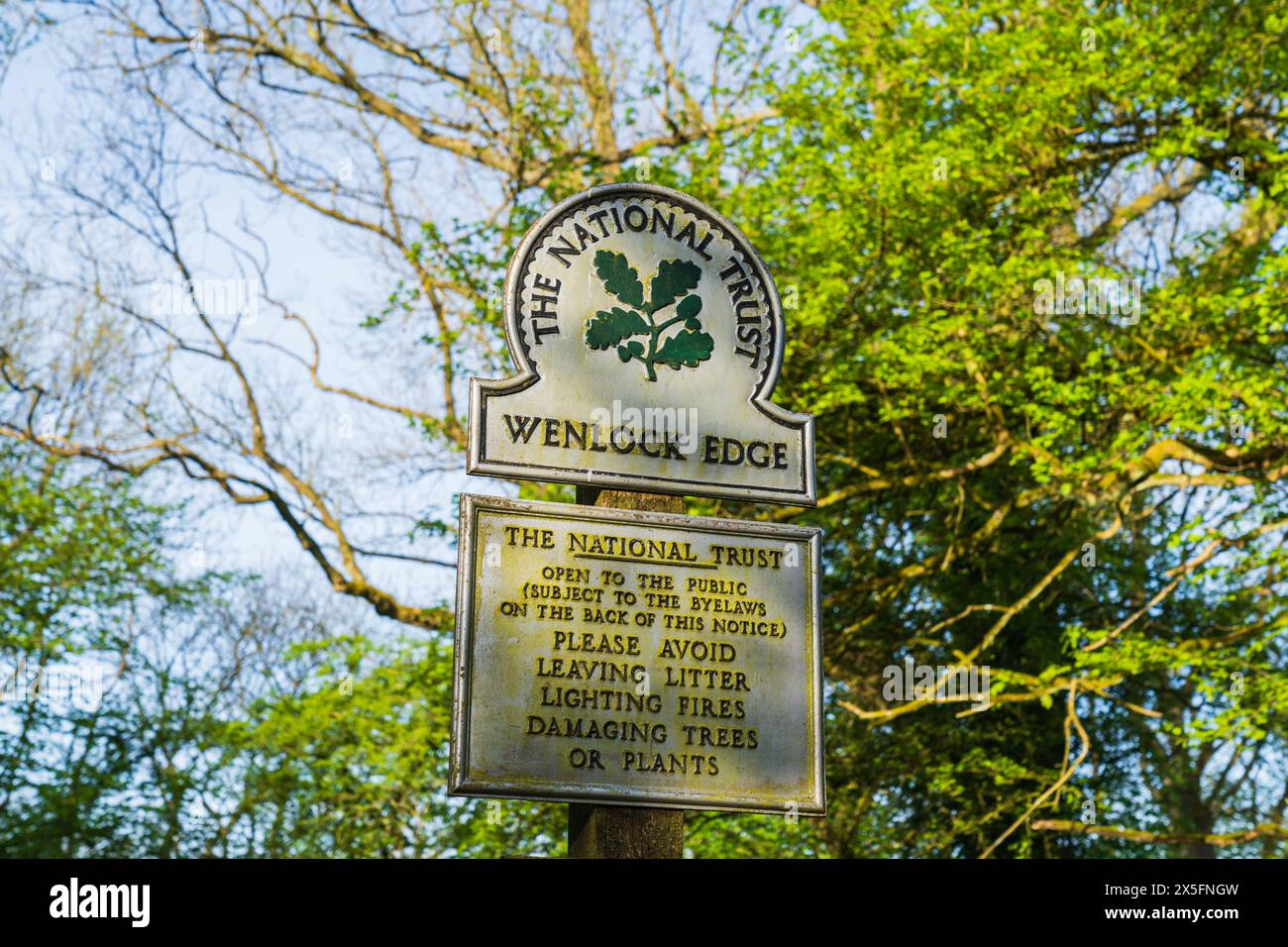 Much Wenlock, UK 16th April 2024: Signage of the National Trust at ...