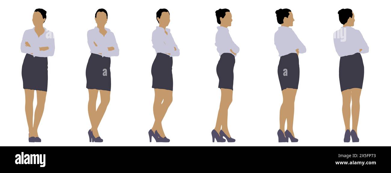 Concept conceptual silhouette of a businesswoman from different ...