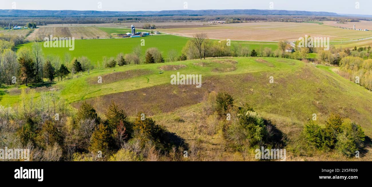 Aerial panoramic photograph of Shadewald Mounds, near Muscoda, Richland ...