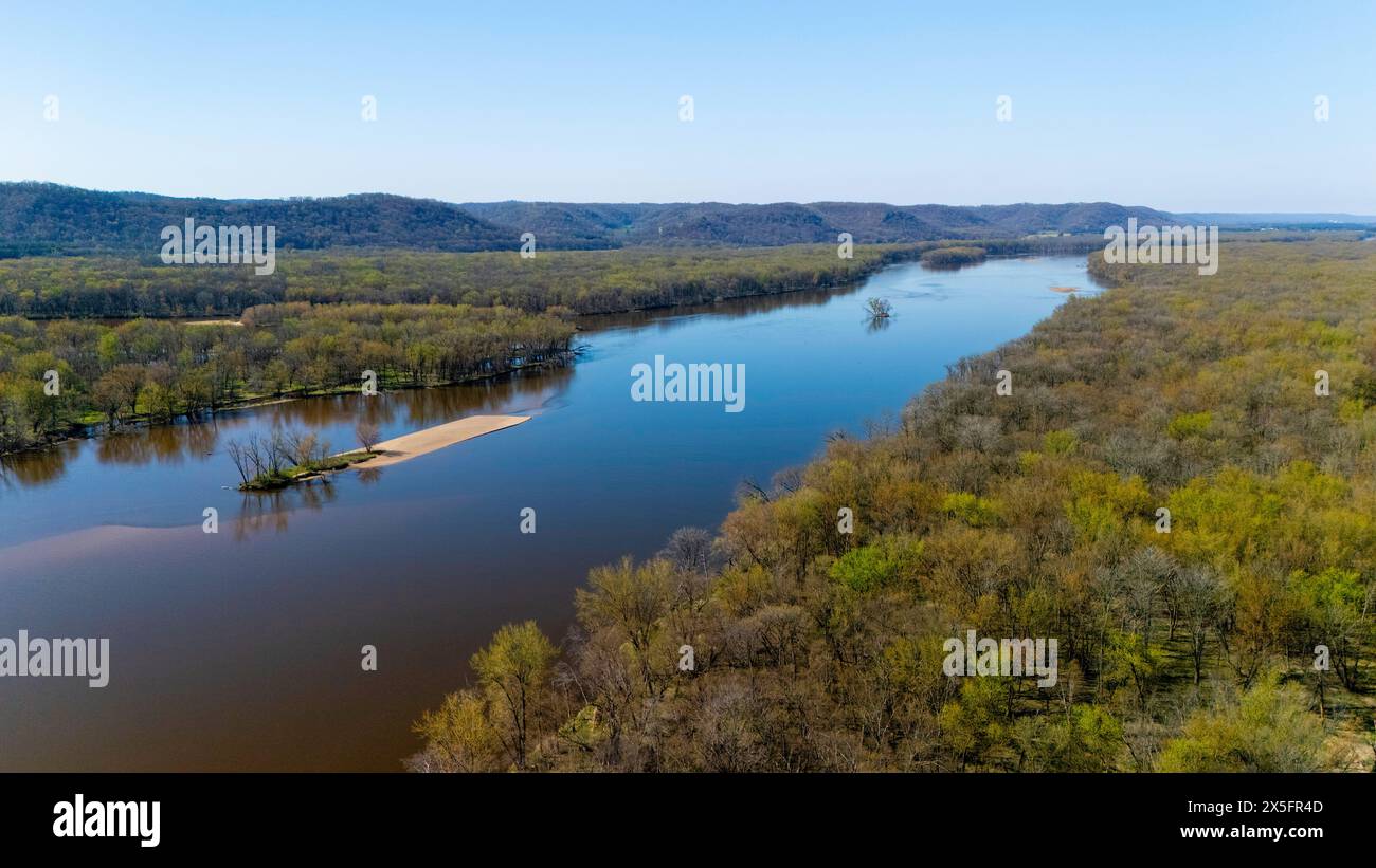 Aerial photograph of the Lower Wisconsin River west of Muscoda ...