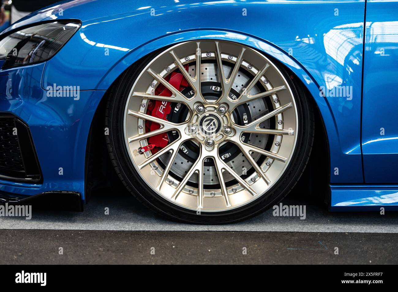 Friedrichshafen, Germany. 09th May, 2024. A lowered Audi RS3 is on ...