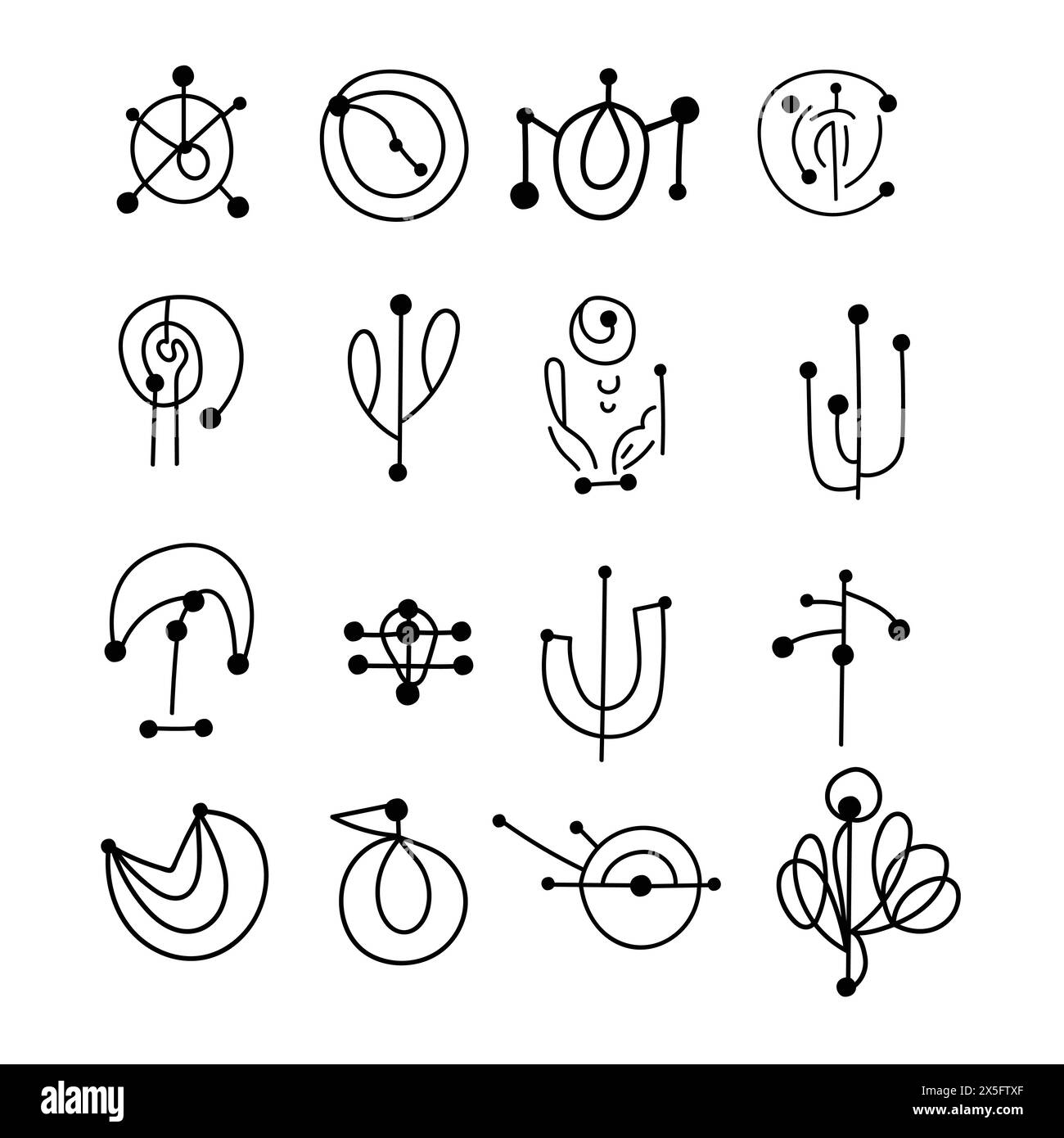 Set of abstract design elements. Hand drawn shapes and doodles. Vector ...