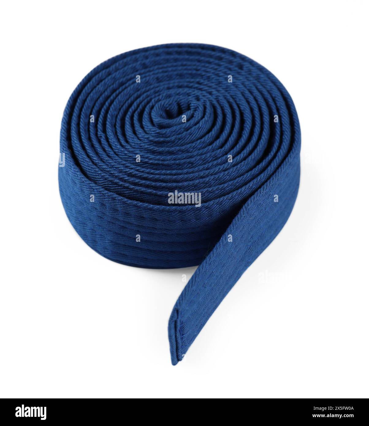 Blue karate belt isolated on white. Martial arts uniform Stock Photo ...