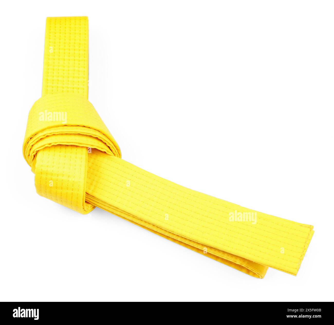 Yellow karate belt isolated on white. Martial arts uniform Stock Photo ...