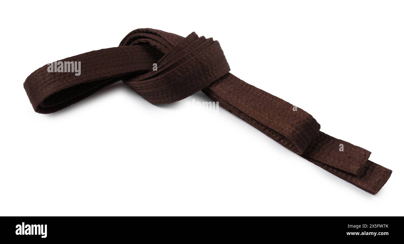 Brown karate belt isolated on white. Martial arts uniform Stock Photo ...