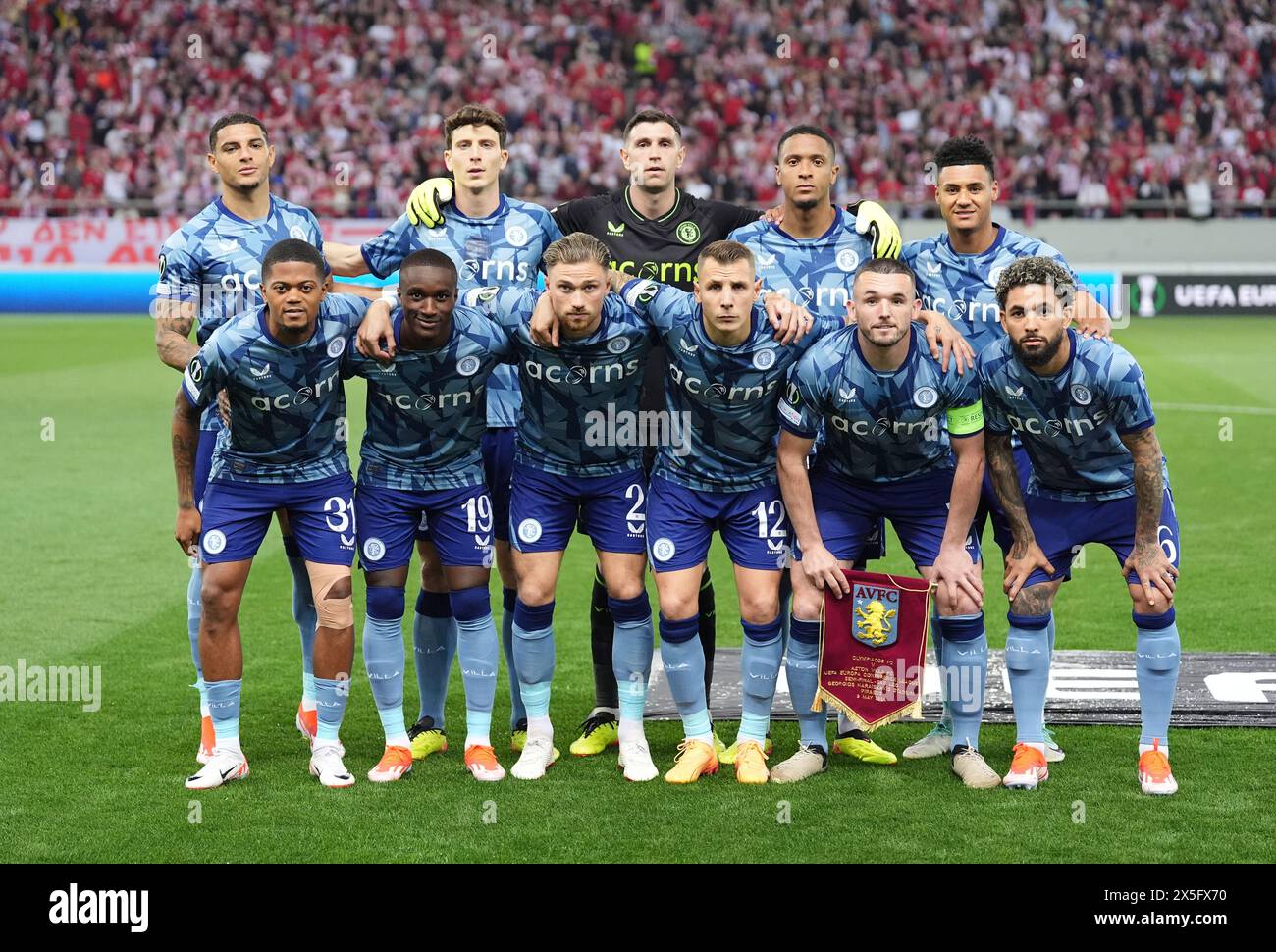 Aston Villa player line up during the UEFA Europa Conference League ...