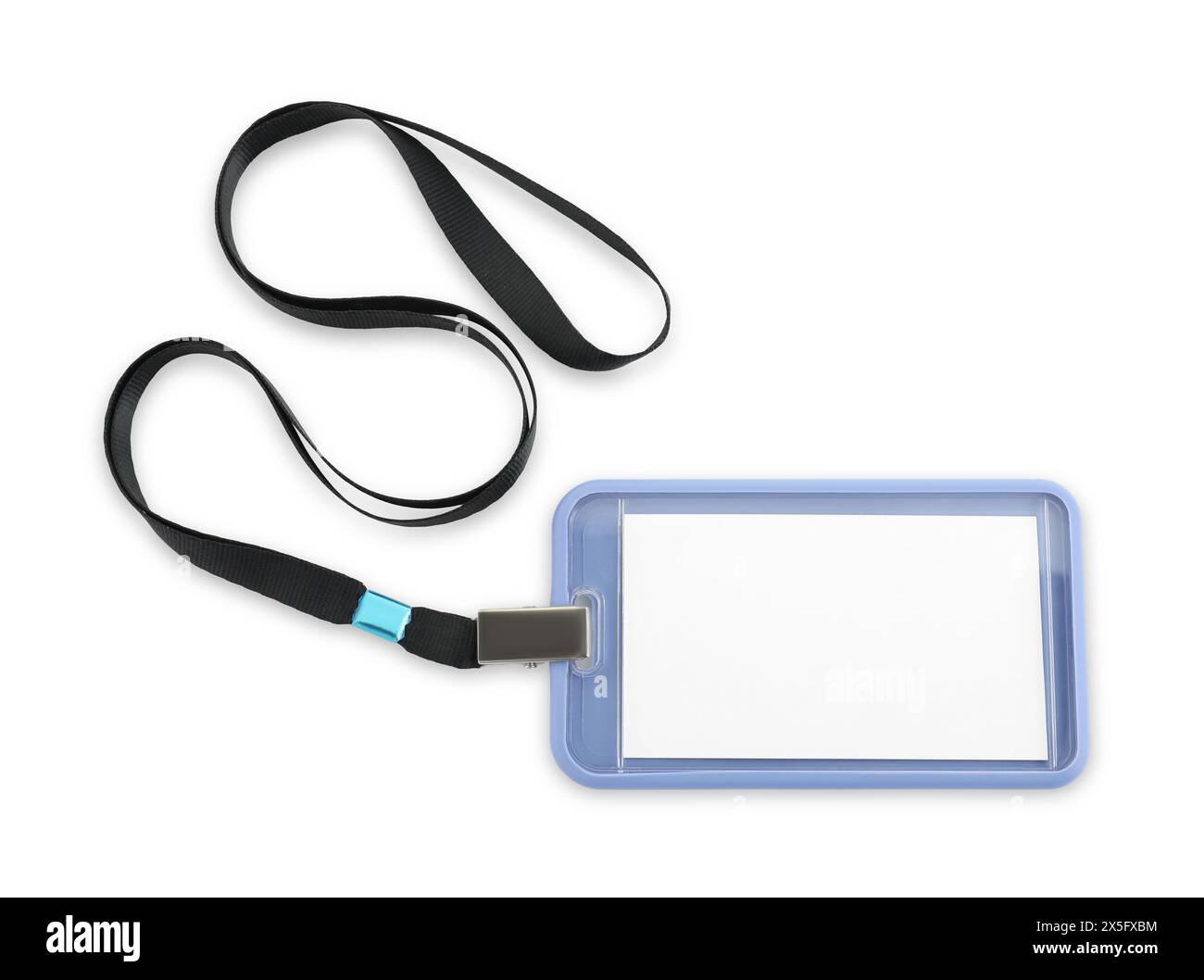 Blank blue badge with string isolated on white, top view Stock Photo ...