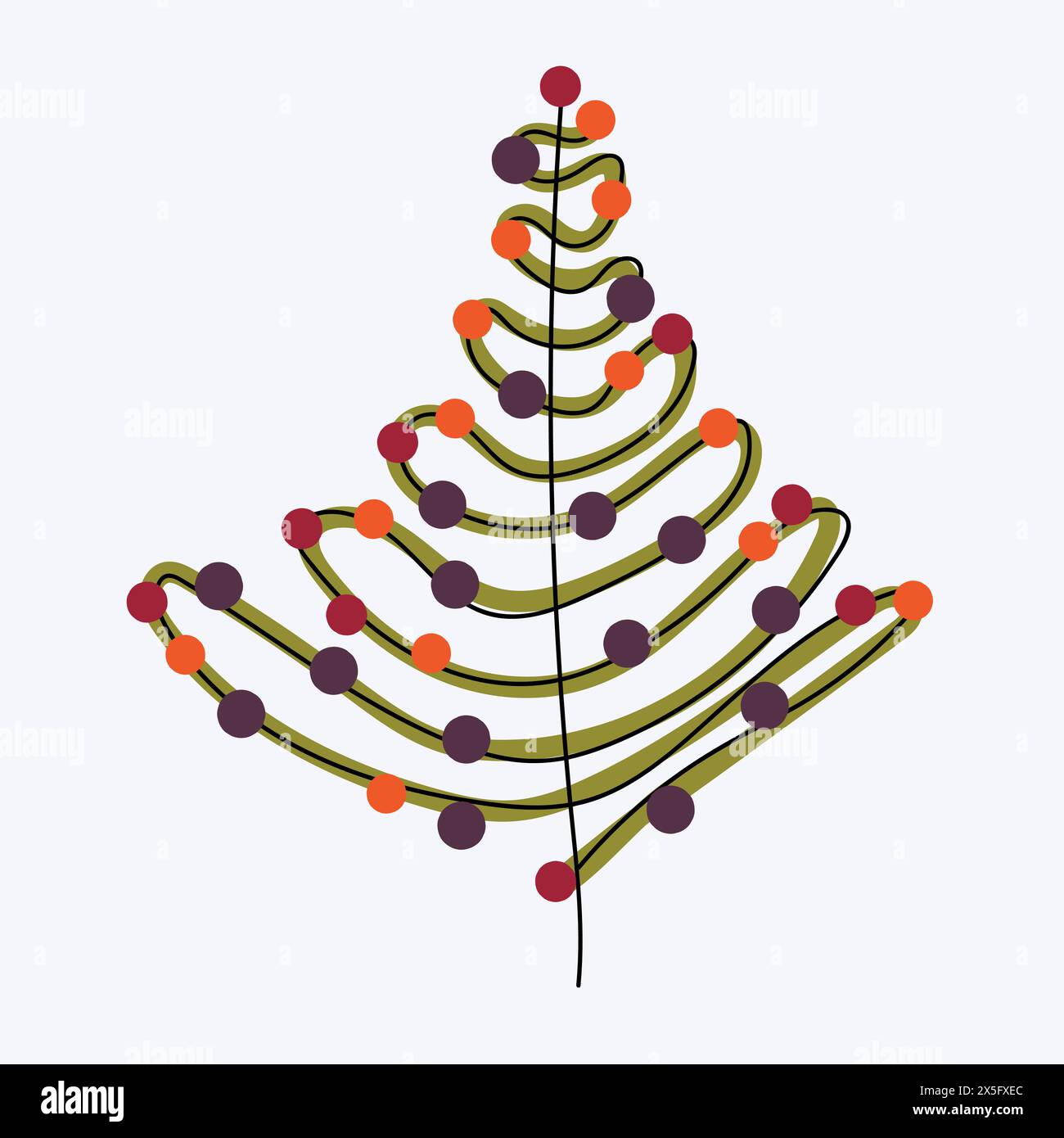 Doodle line stylized Christmas tree drawing. Vector illustration Stock ...