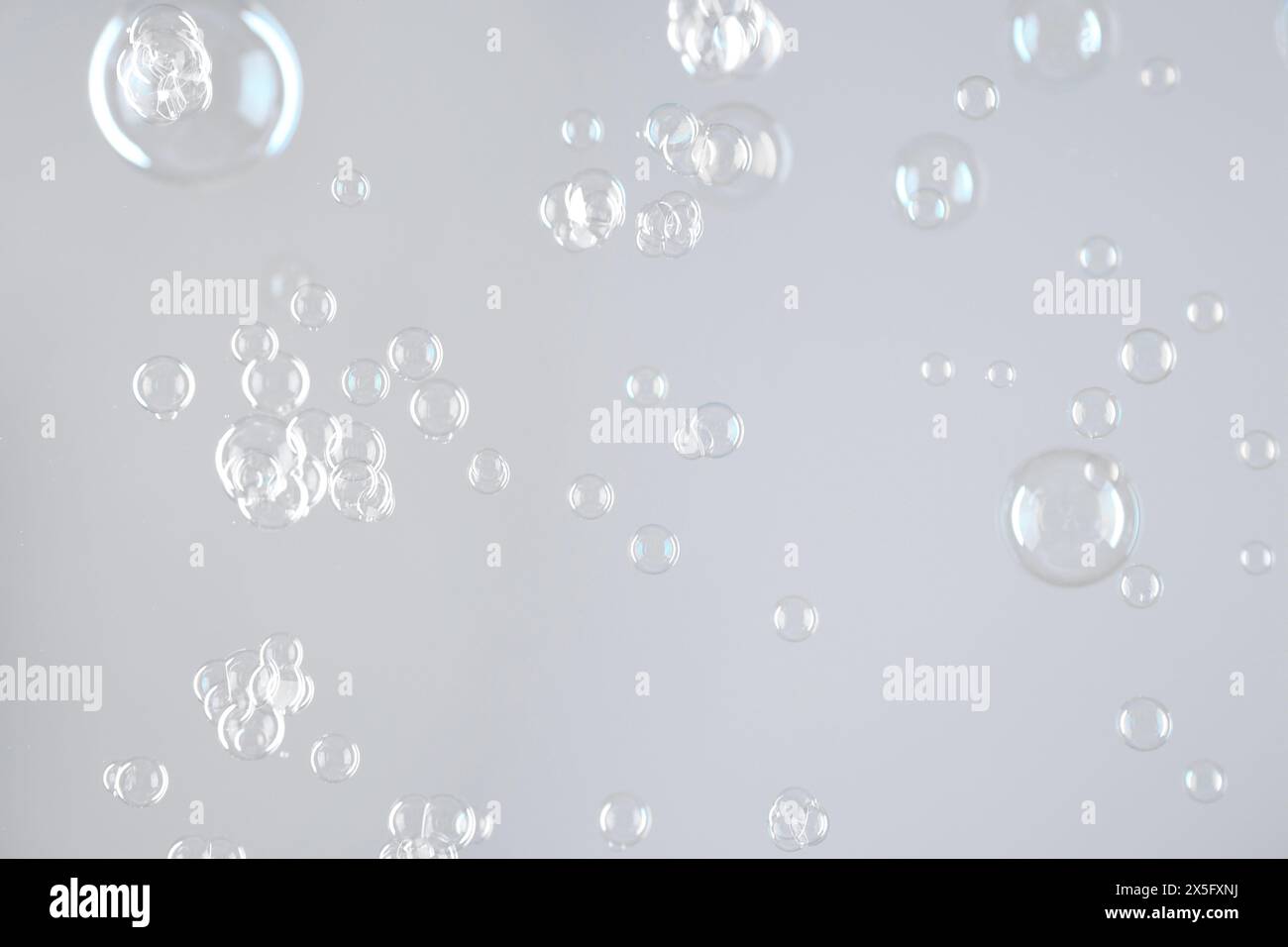 Beautiful transparent soap bubbles on light grey background Stock Photo ...