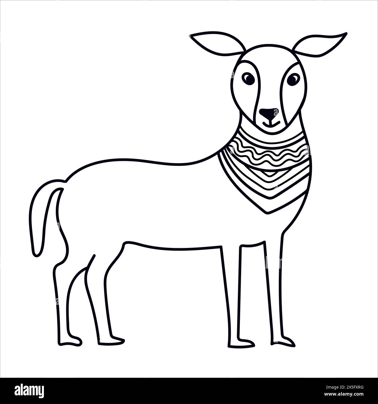 Funny deer. Outline doodle vector illustration Stock Vector Image & Art ...