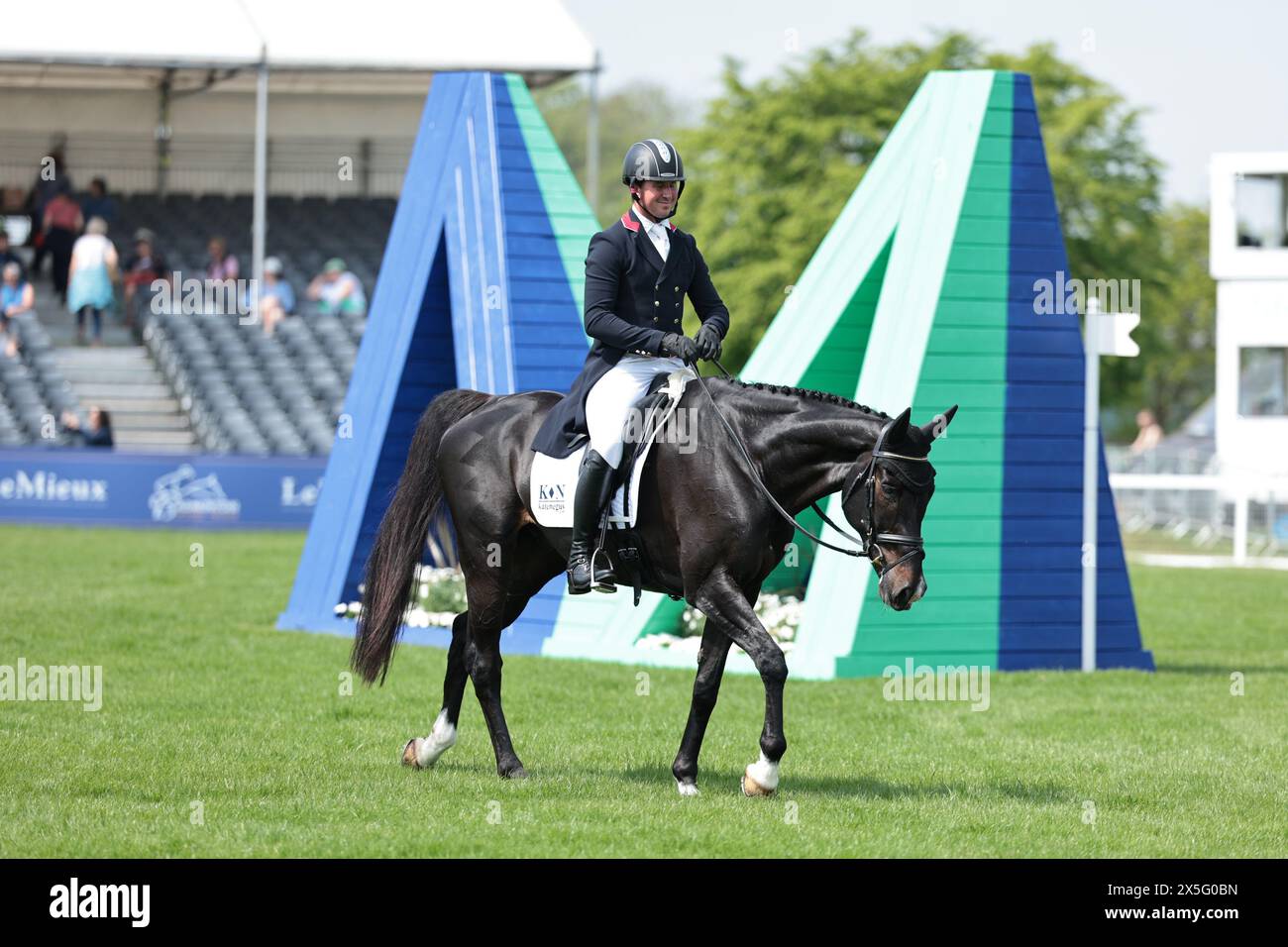 David Doel of Great Britain with Galileo Nieuwmoed during the dressage ...