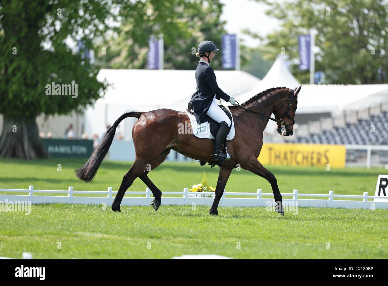 Georgie Goss of Ireland with Feloupe during the dressage test at ...