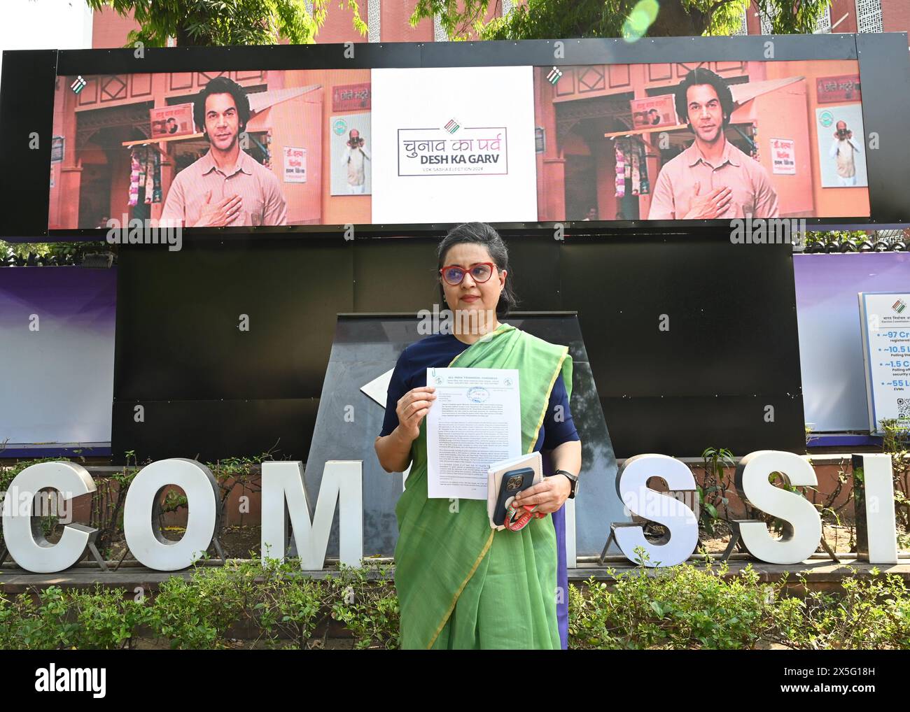 India. 09th May, 2024. NEW DELHI, INDIA - MAY 9: TMC Rajya Sabha MP Sagarika Ghose talking with ...