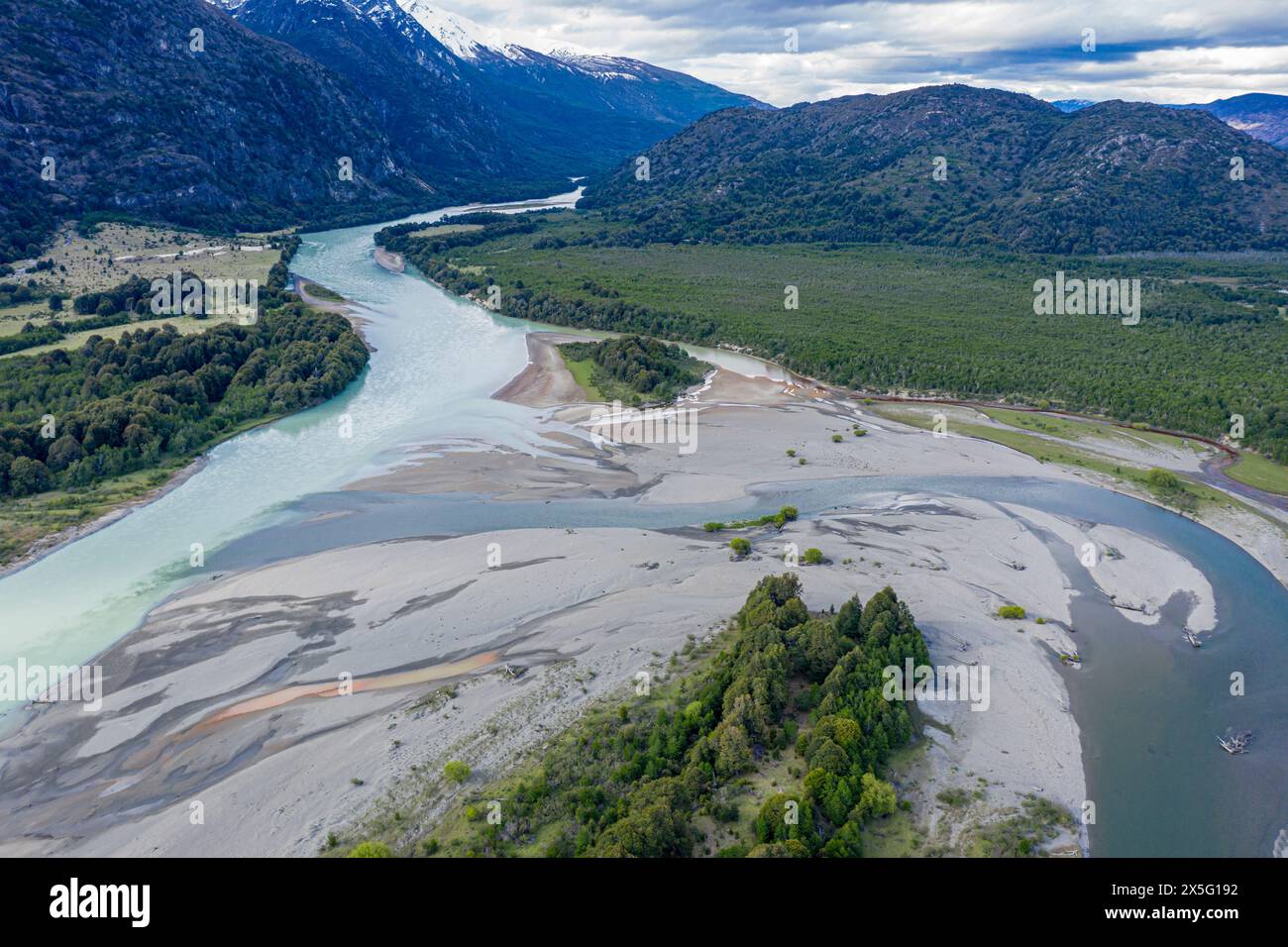 Confluence of river Rio Baker and Rio Nadis soutch of Cochrane ...