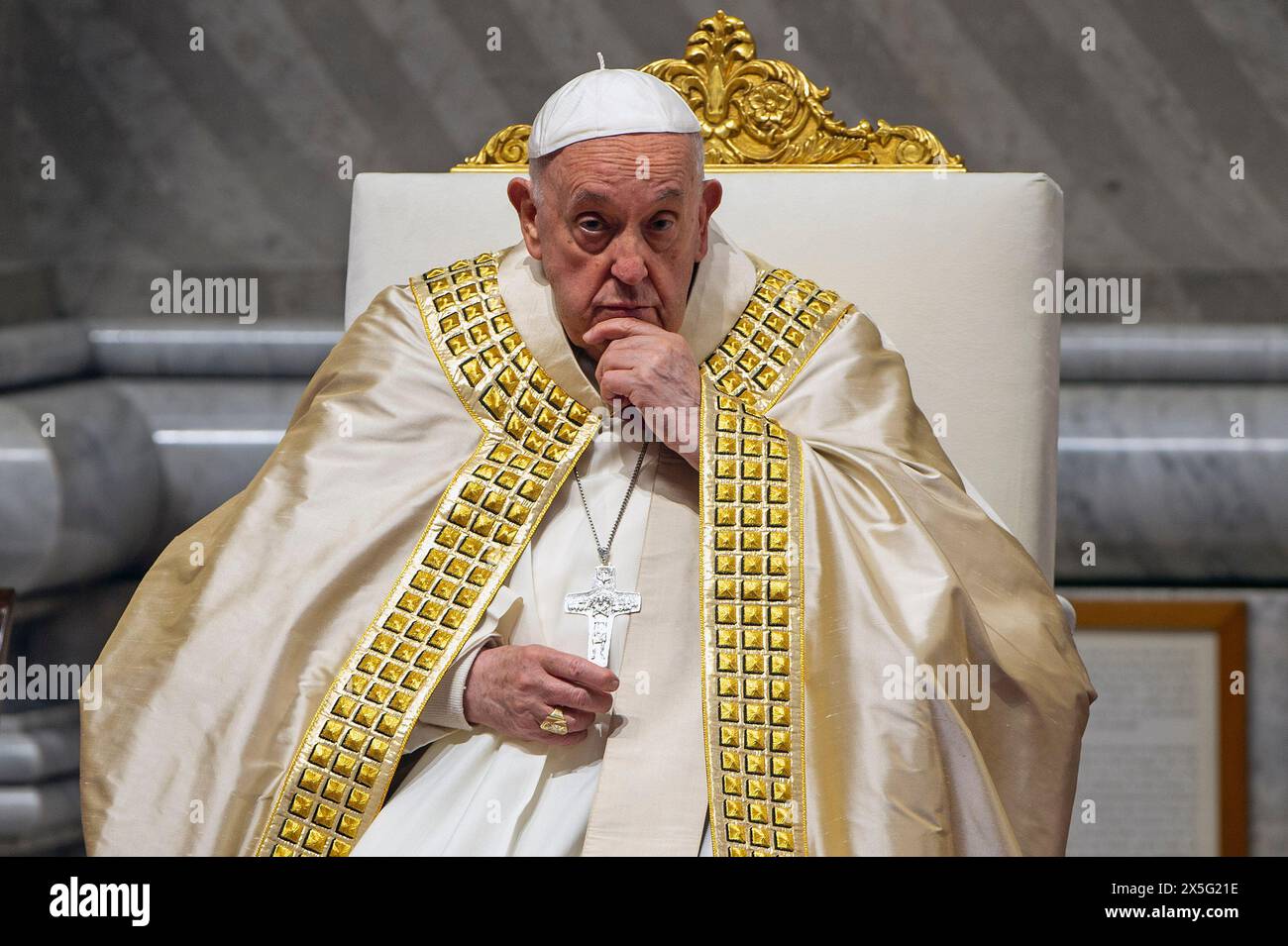 Italy, Rome, Vatican, 2024/5/9. Pope Francis presides over the Vespers ...