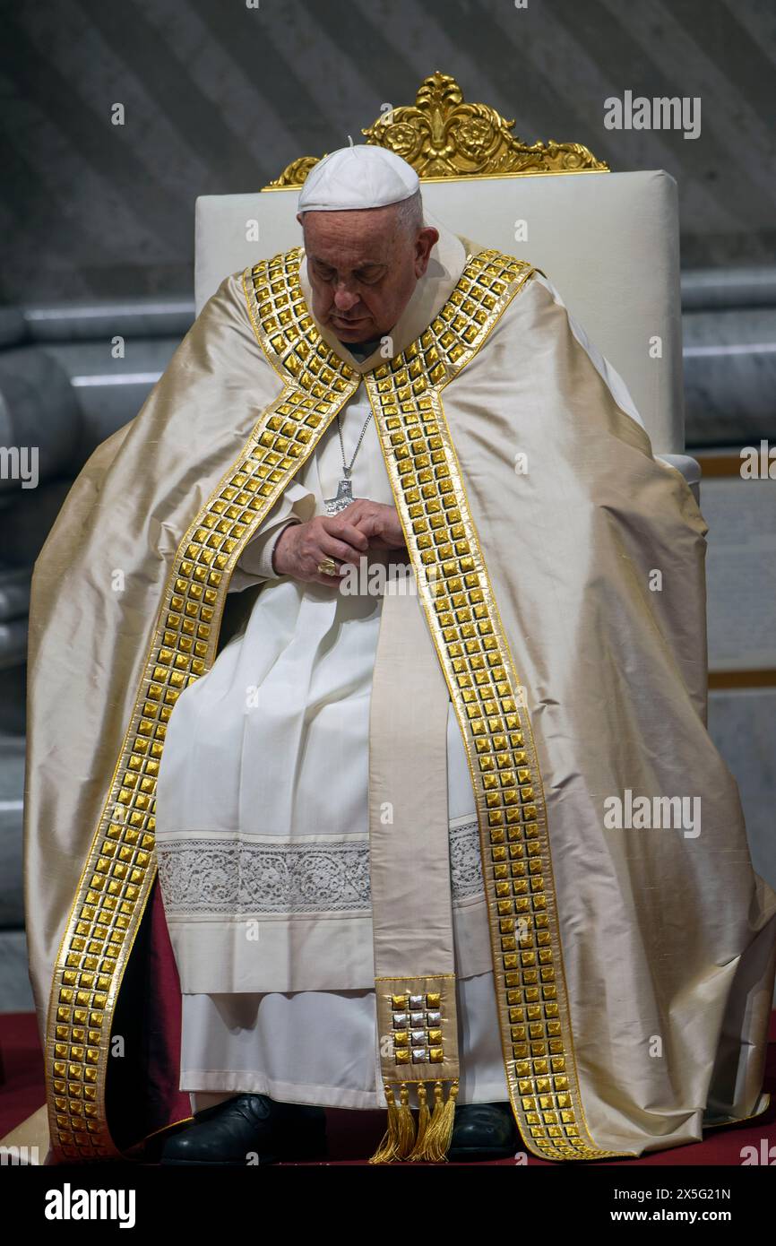 Italy, Rome, Vatican, 2024/5/9. Pope Francis presides over the Vespers ...