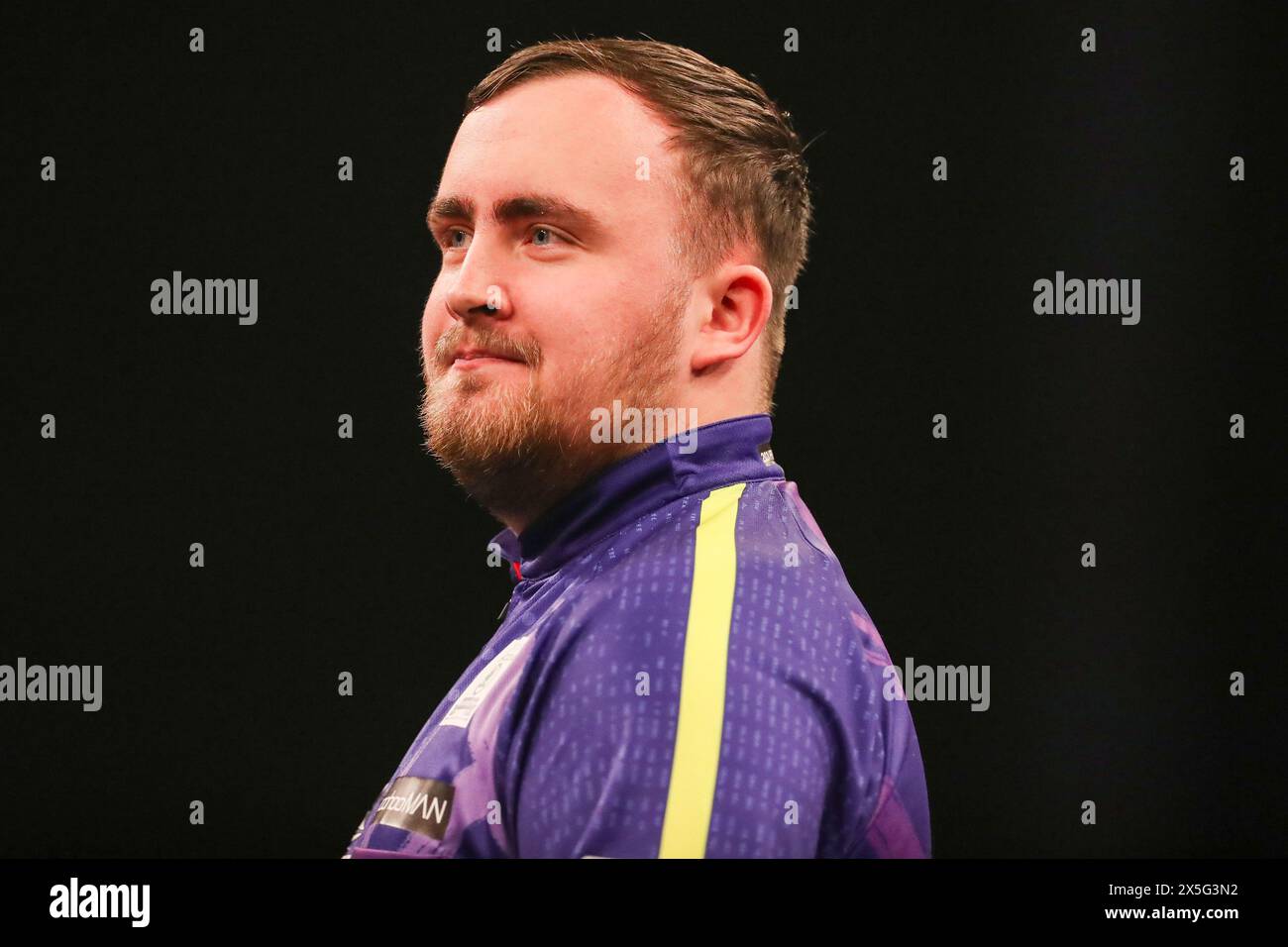 Leeds, UK. 09th May, 2024. Luke Littler reacts smiles during the 2024 ... Leeds, UK. 09th May, 2024. Luke Littler reacts smiles during the 2024 ...