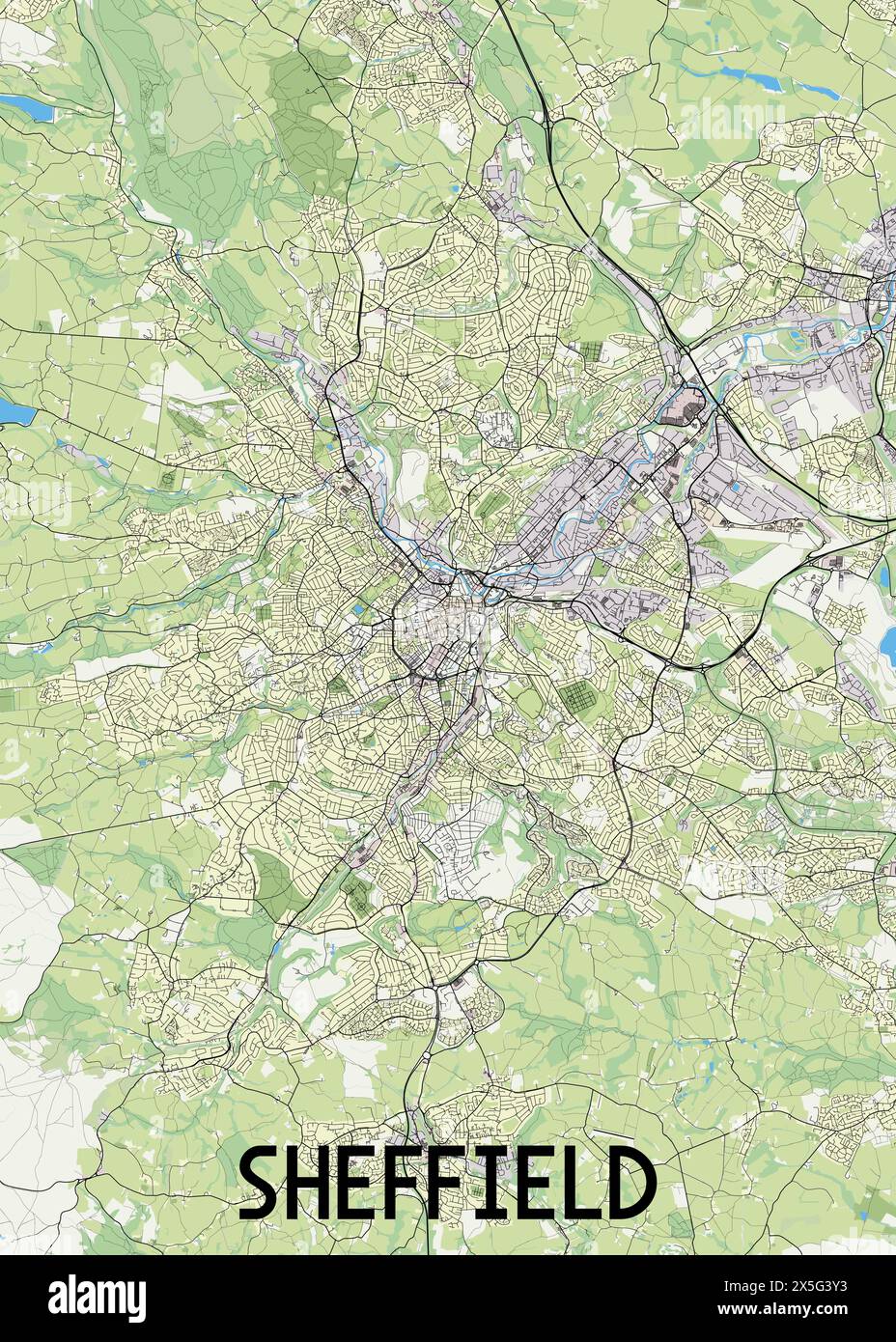 Sheffield road map hi-res stock photography and images - Alamy