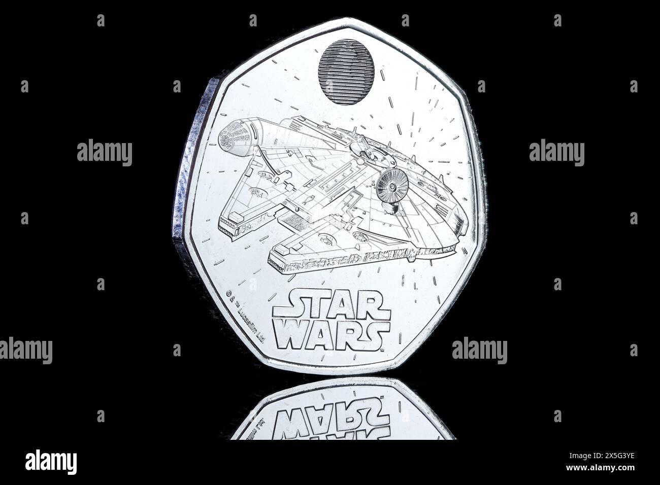 The 2024 Star Wars commemorative 50 pence coin featuring the Millennium ...