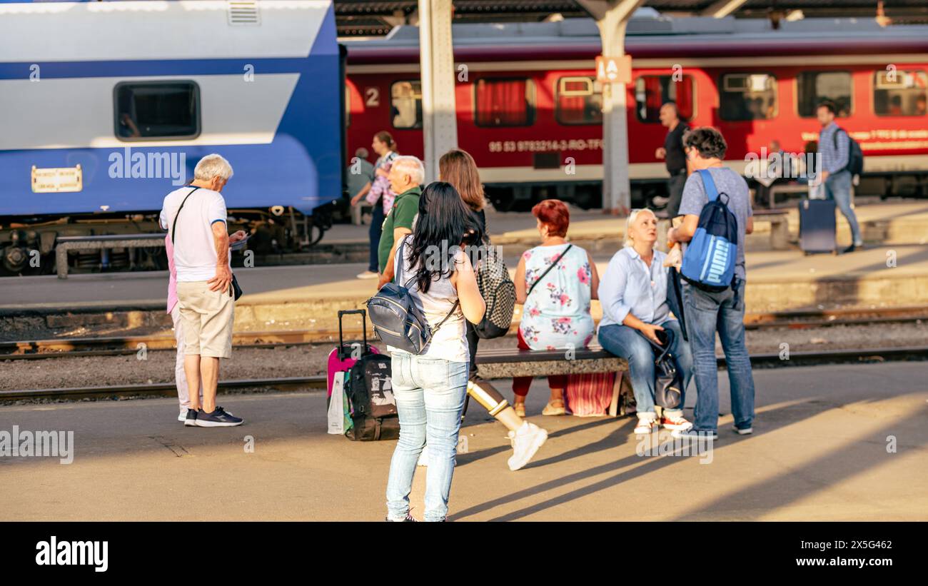 People waiting for the train at Bucharest North Railway Station (Gara ...