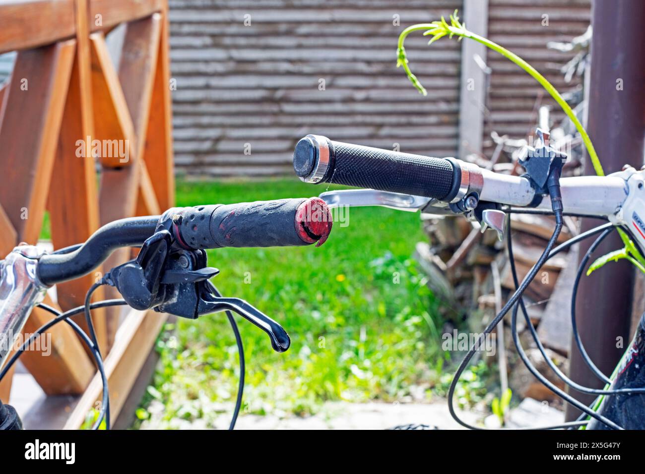 two bicycles are standing next to each other. family active recreation ...