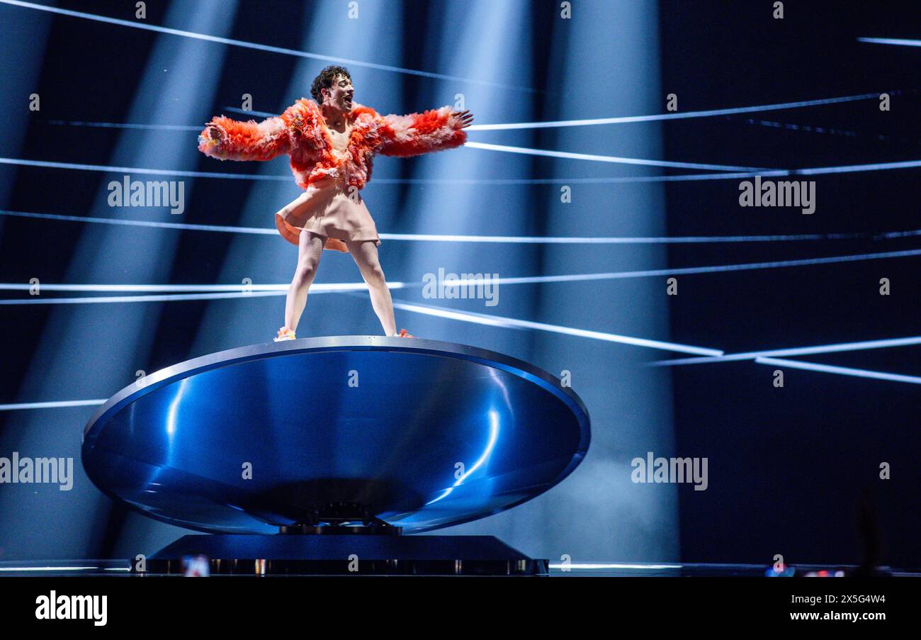 09 May 2024, Sweden, Malmö: Nemo from Switzerland performs "The Code ...