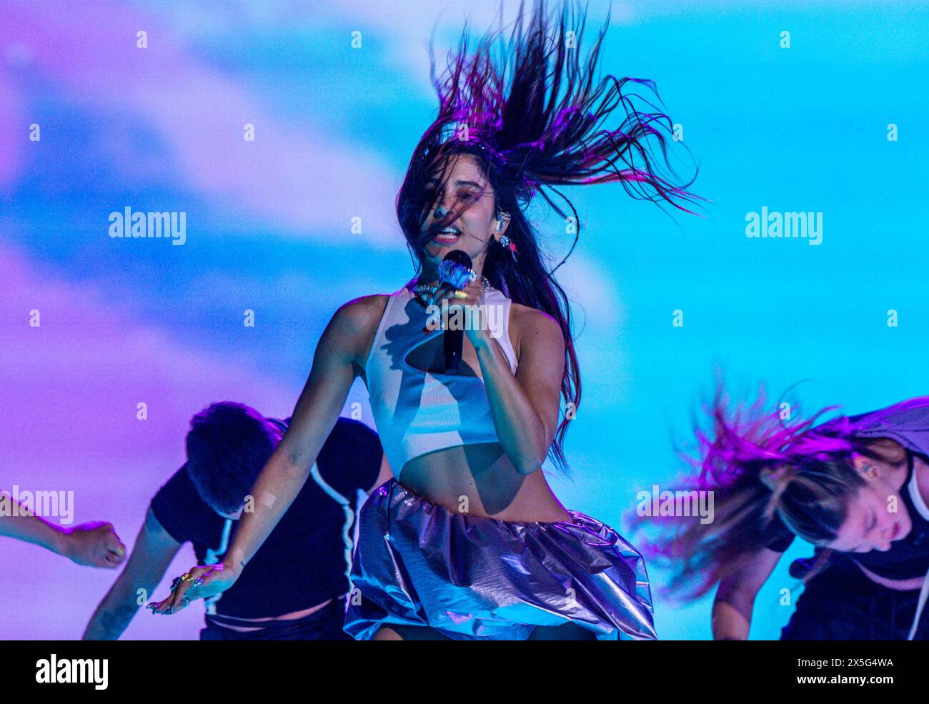 09 May 2024, Sweden, Malmö: Marina Satti (M) from Greece performs "Zari ...