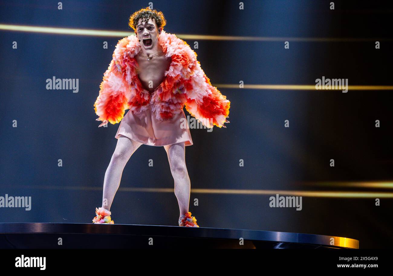 09 May 2024, Sweden, Malmö: Nemo from Switzerland performs "The Code ...