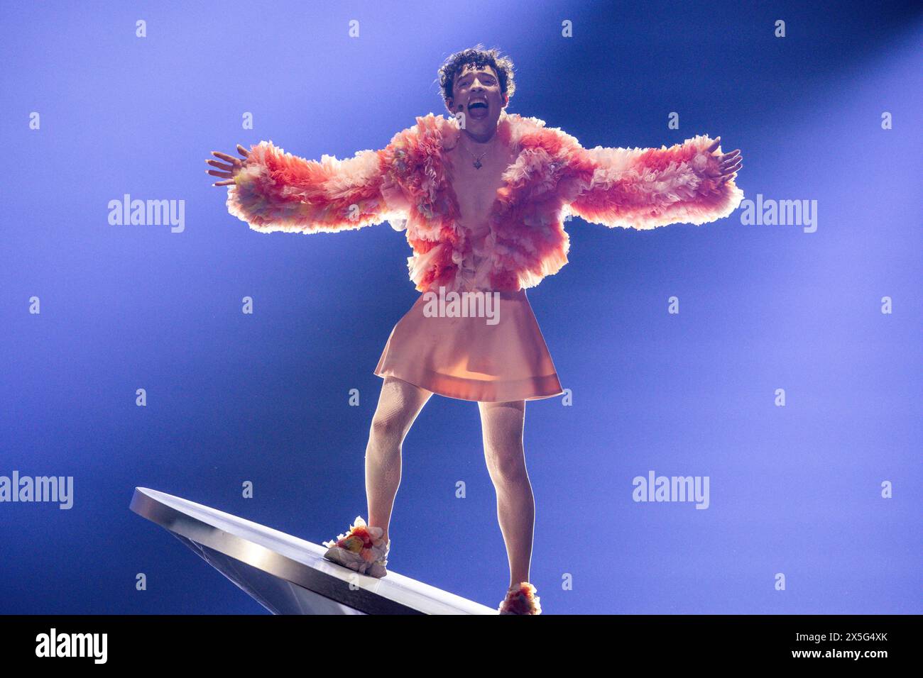 09 May 2024, Sweden, Malmö: Nemo from Switzerland performs "The Code ...