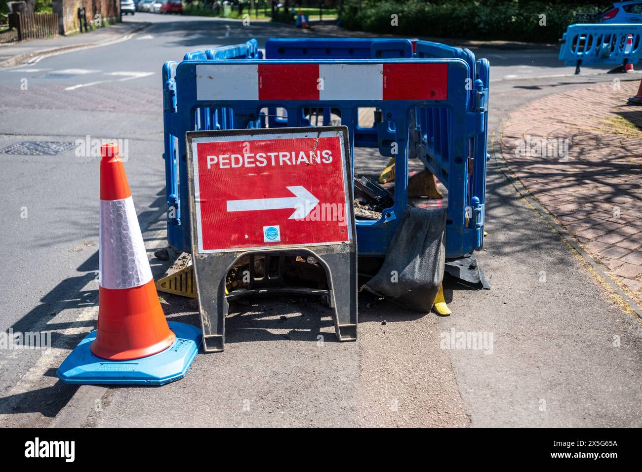 Thames Water notice on road works - over a pavement - 9th May 2024 ...