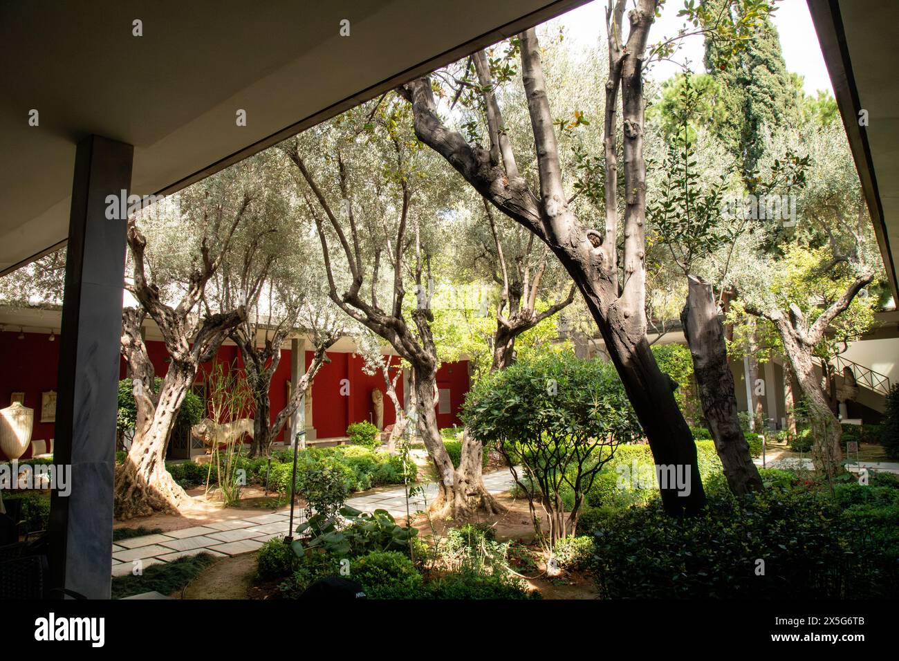 Courtyard garden at the National Archaeological Museum, Athens, Greece ...