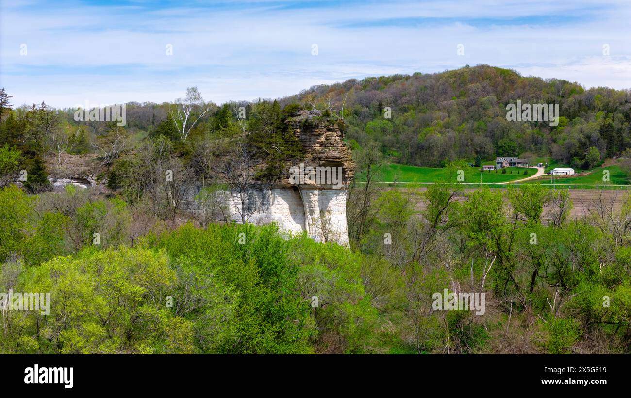 Aerial photograph of an eroded sandstone pedestal near Leland, Sauk ...