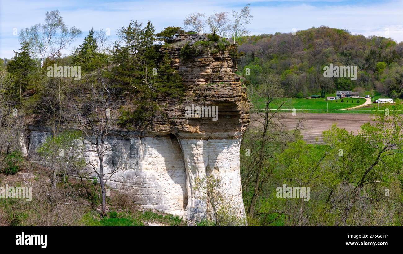 Aerial photograph of an eroded sandstone pedestal near Leland, Sauk ...