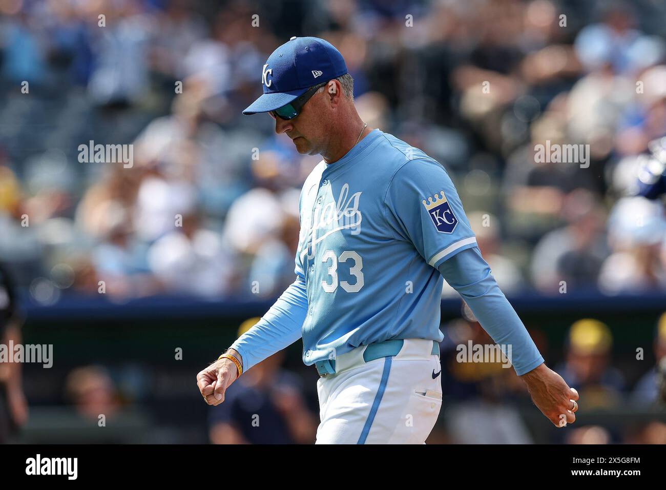 May 8, 2024: Kansas City Royals manager Matt Quatraro (33) walks back ...