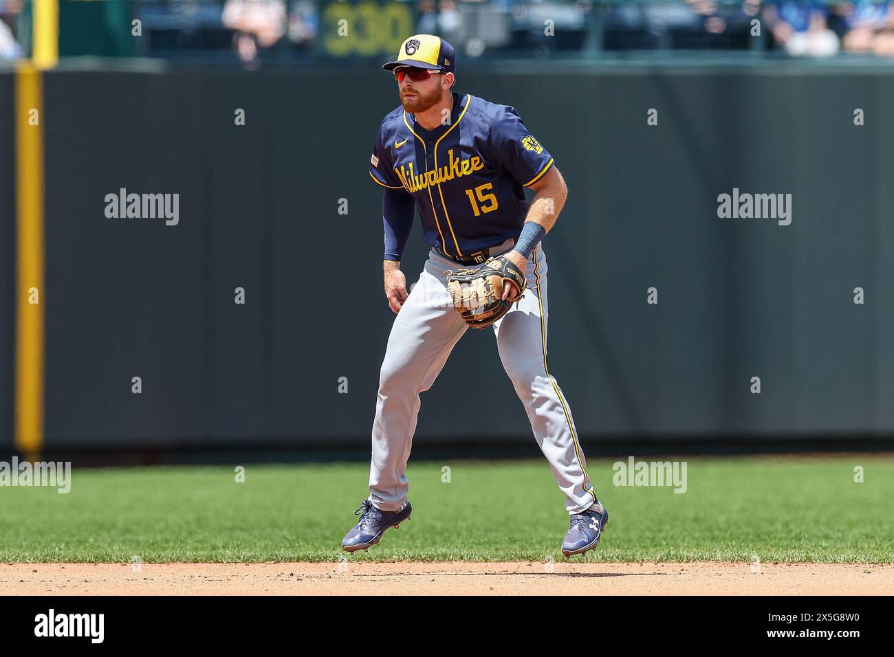 May 8, 2024: Milwaukee Brewers third baseman Oliver Dunn (15) during a ...