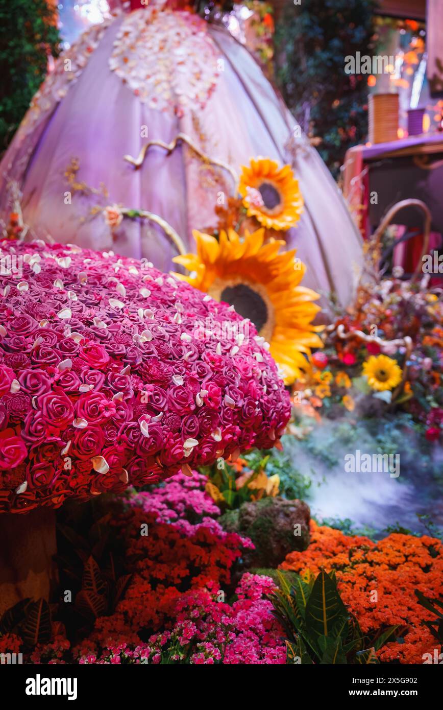 Vibrant Floral Display with Red Roses in Las Vegas Venue Stock Photo ...