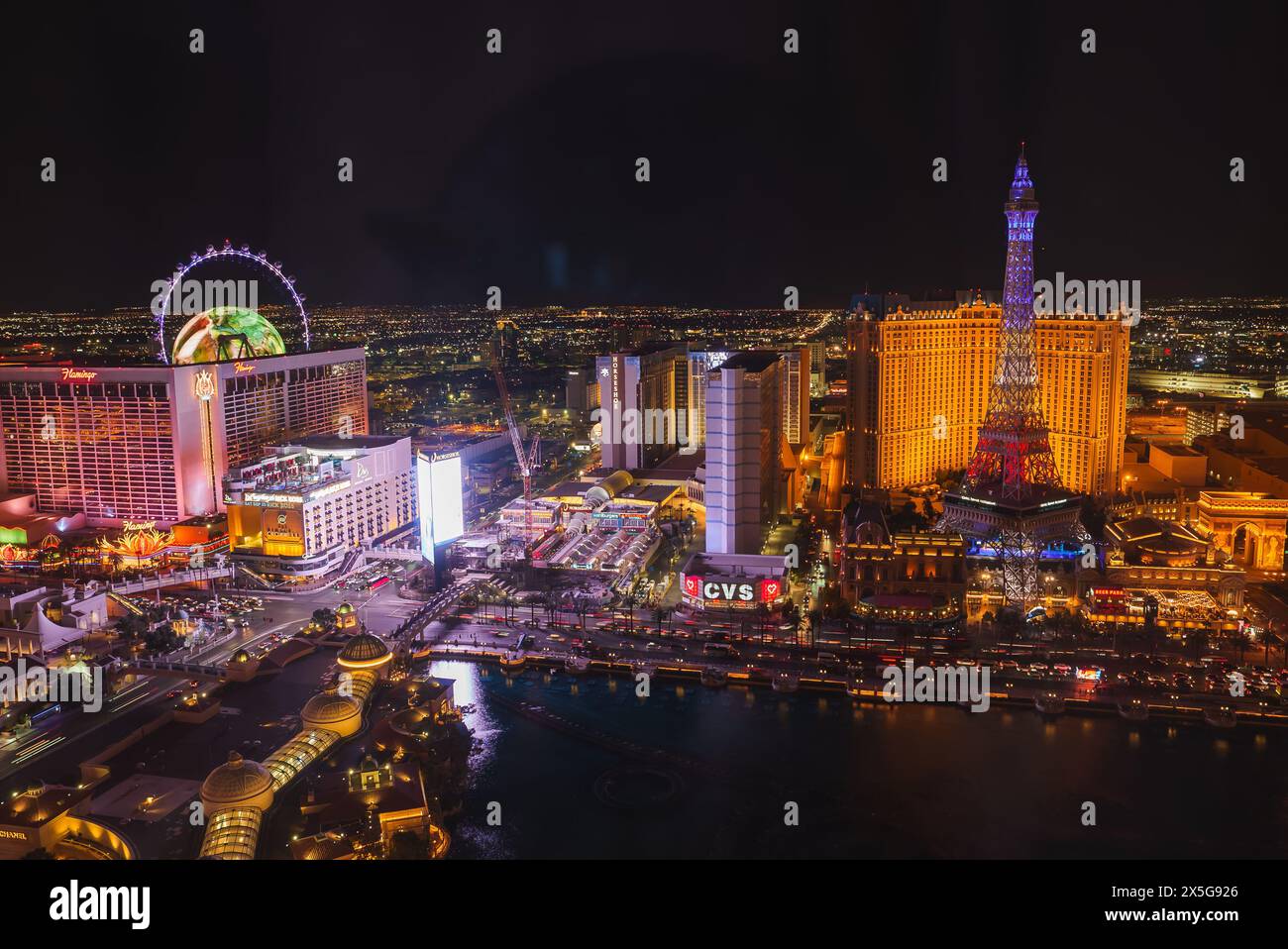 Vibrant Night View of Las Vegas Strip, Illuminated Skyline and Famous Landmarks Stock Photo - Alamy