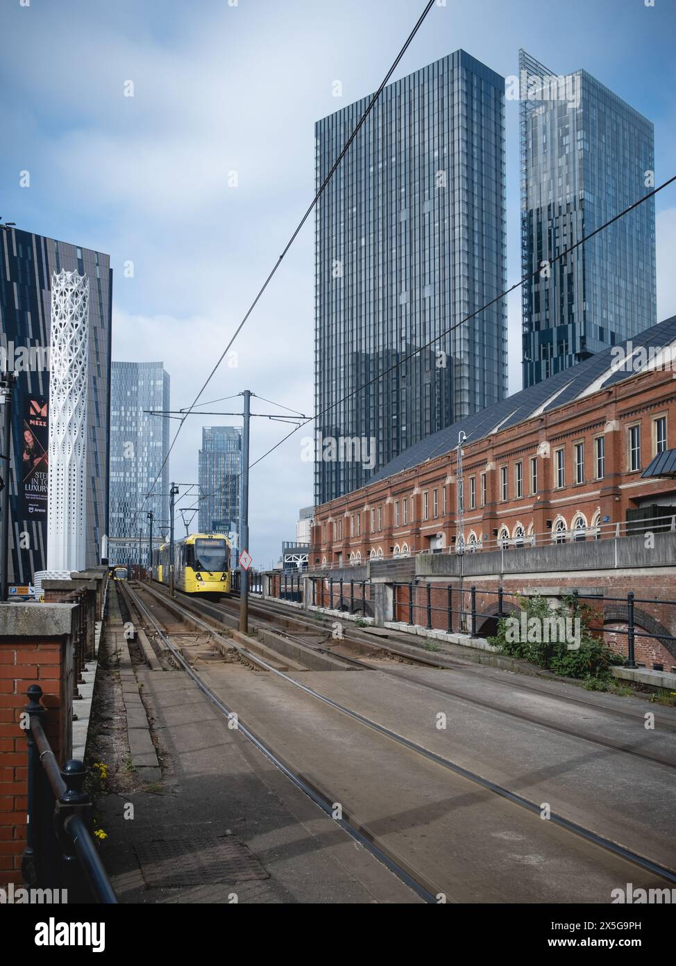 A Bee Network tram in Manchester travelling to Piccadilly. Shown here ...