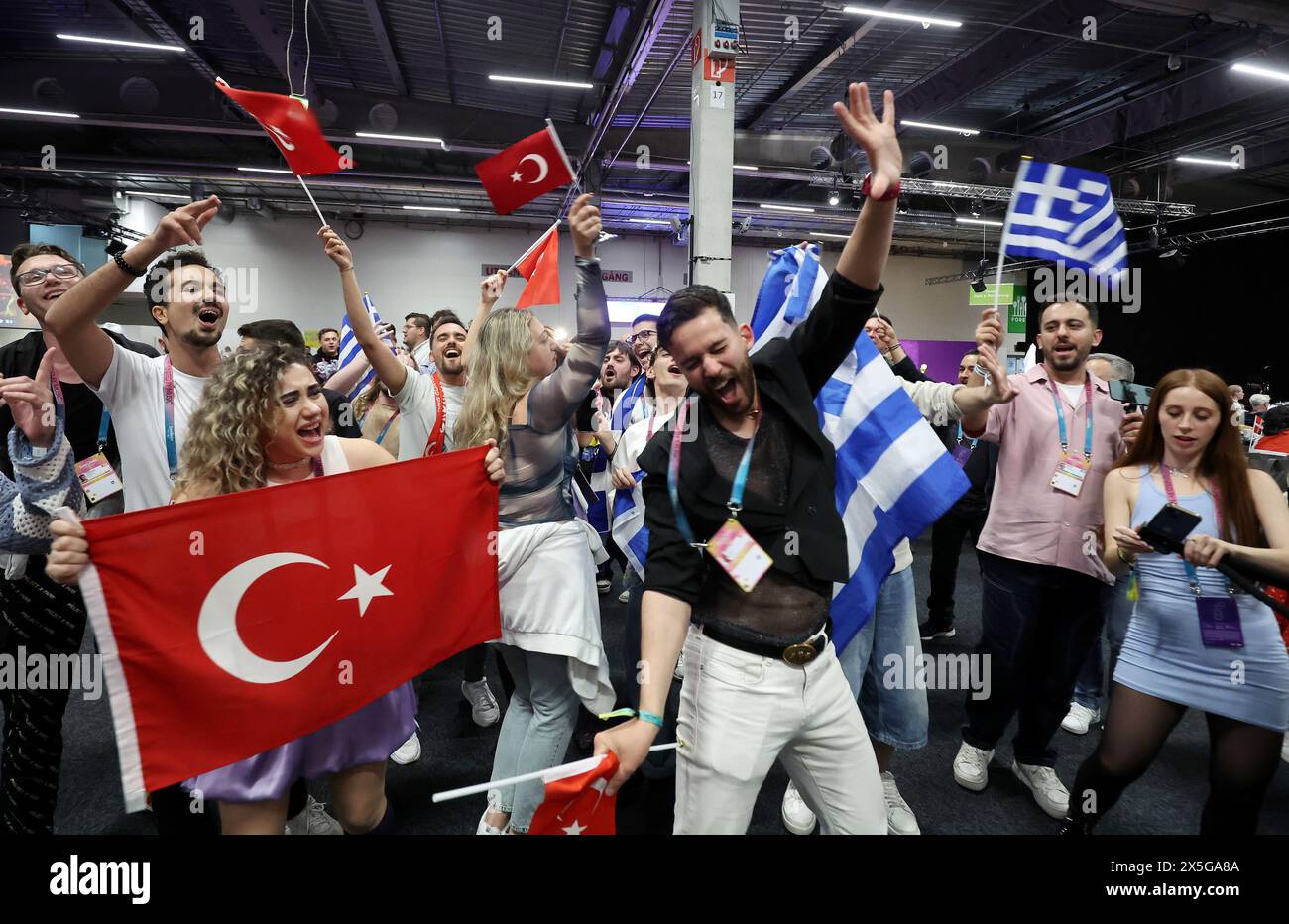 Malmo, Sweden. 09th May, 2024. People dance with Turkish flag in Media ...