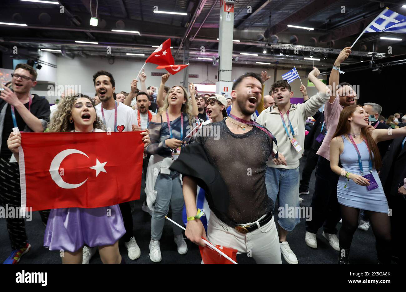Malmo, Sweden. 09th May, 2024. People dance with Turkish flag in Media ...