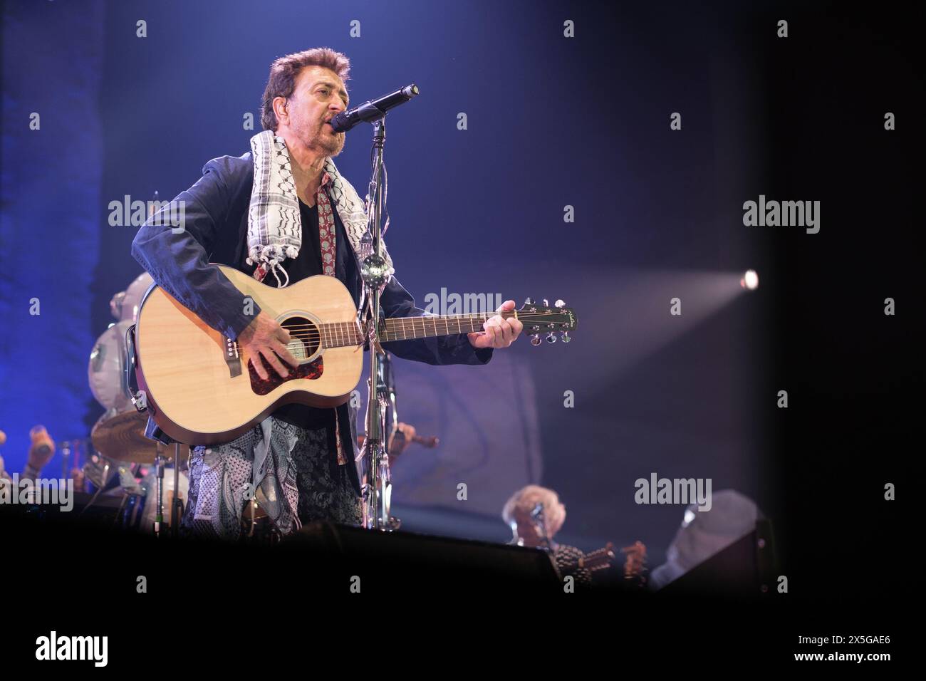 Spanish singer Manolo García performs on stage at WiZink Center on May ...