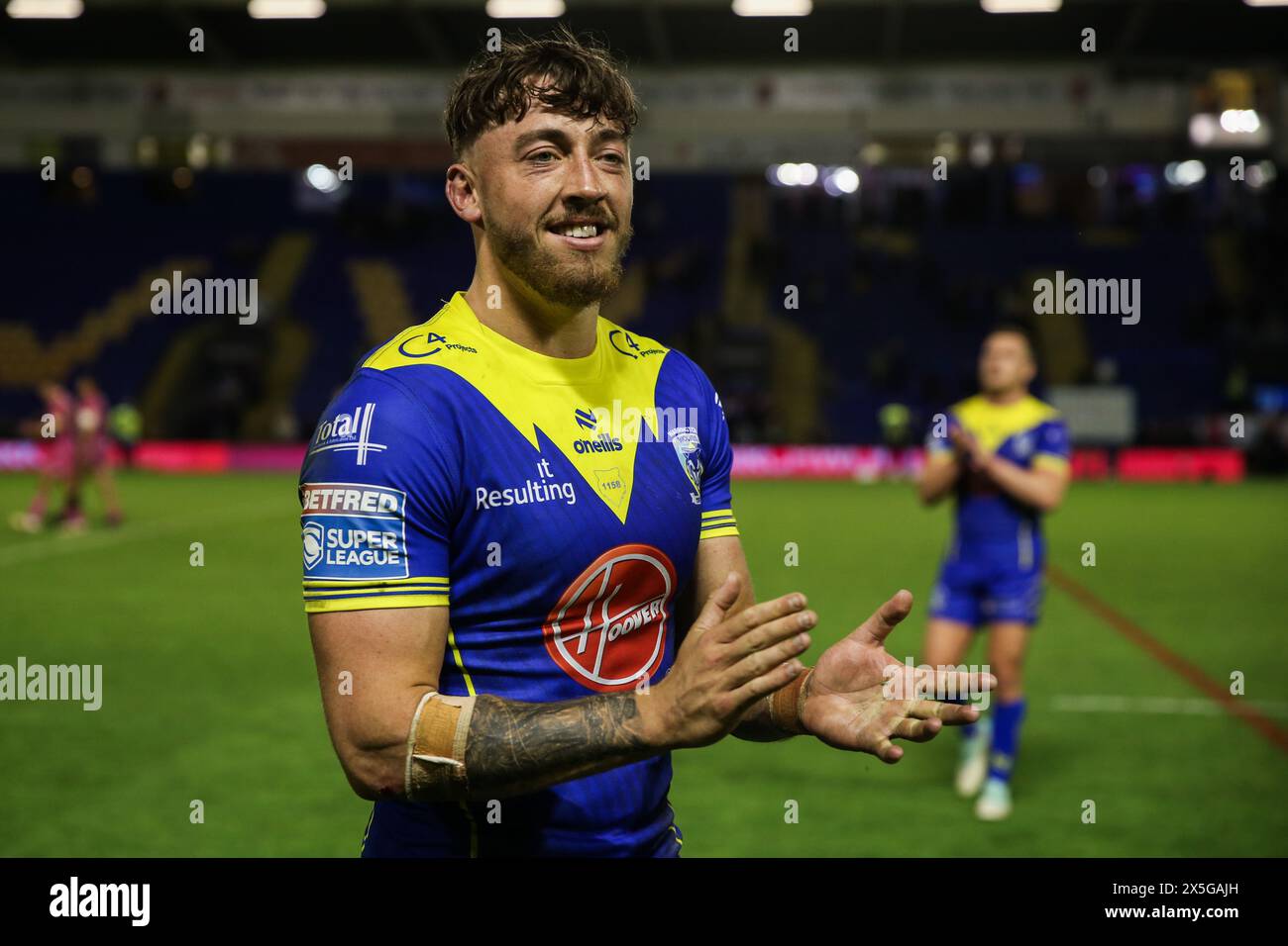 Matty Ashton of Warrington Wolves applauds the home fans after the ...