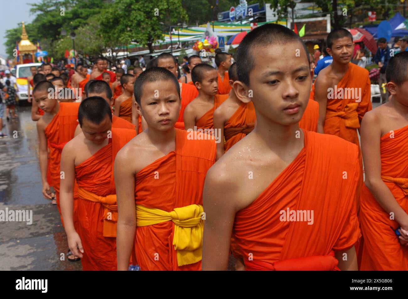Monks parading as part of the Pi Mai Parade, Lao New Year Festival in ...