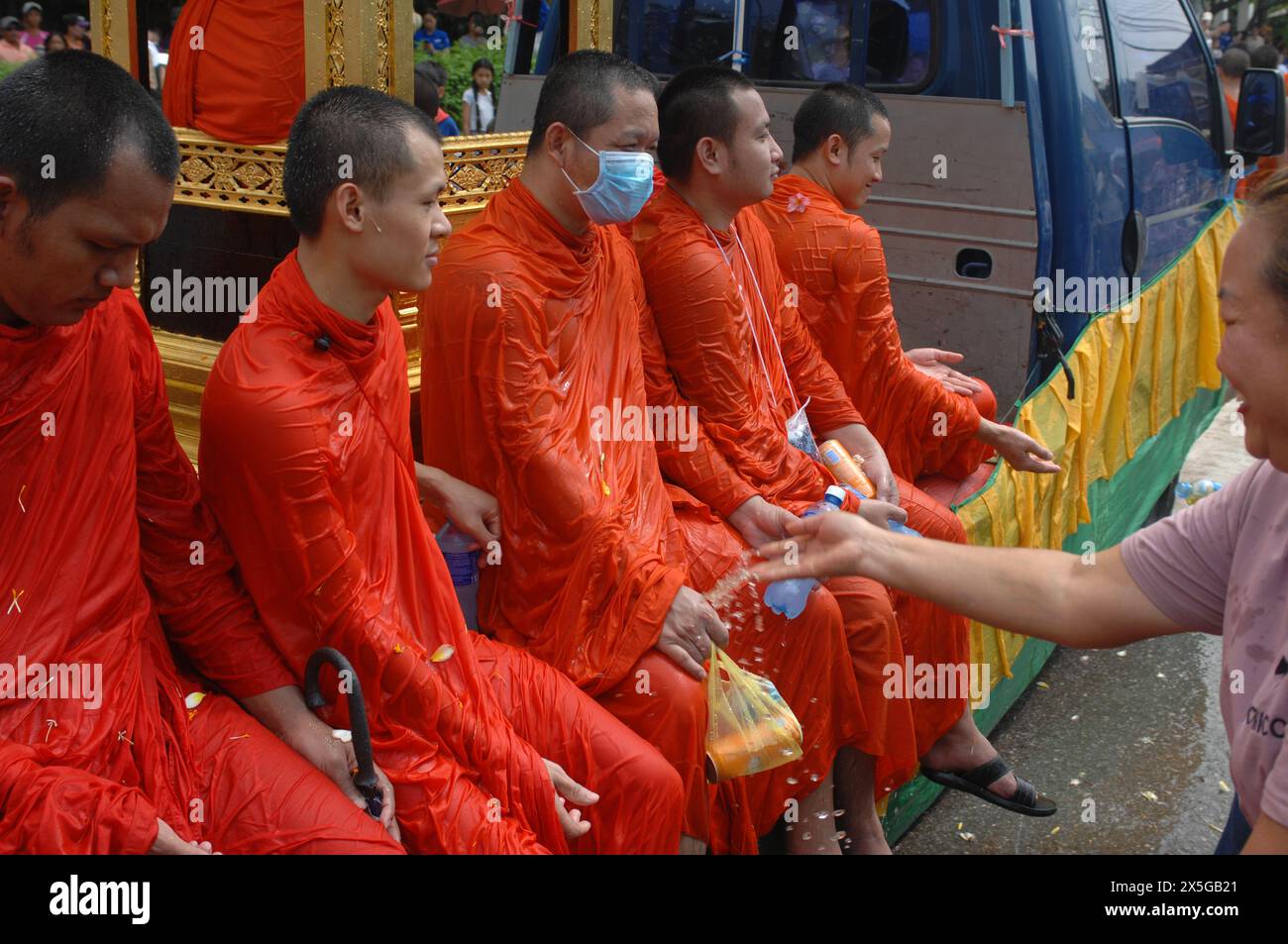 Monks parading as part of the Pi Mai Parade, Lao New Year Festival in ...