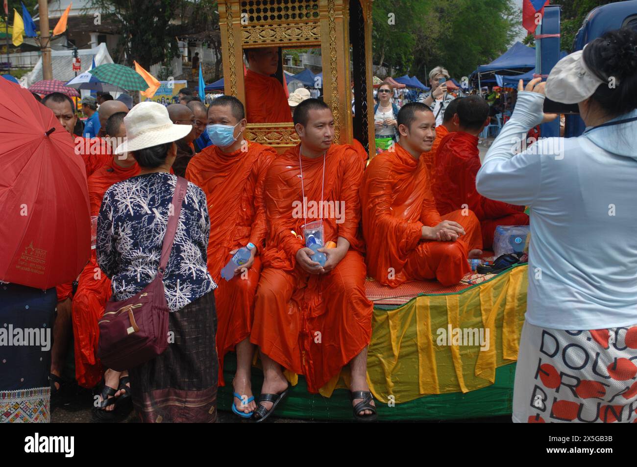 Monks parading as part of the Pi Mai Parade, Lao New Year Festival in ...