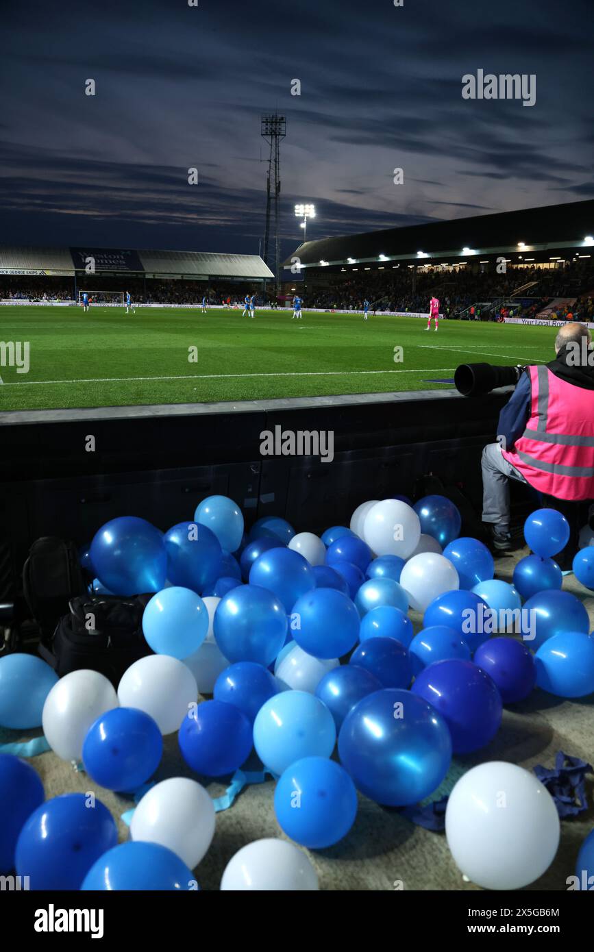 Peterborough, UK. 08th May, 2024. Blue and white balloons at the ...